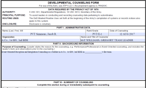 Sample Initial Counseling – Army Board Questions