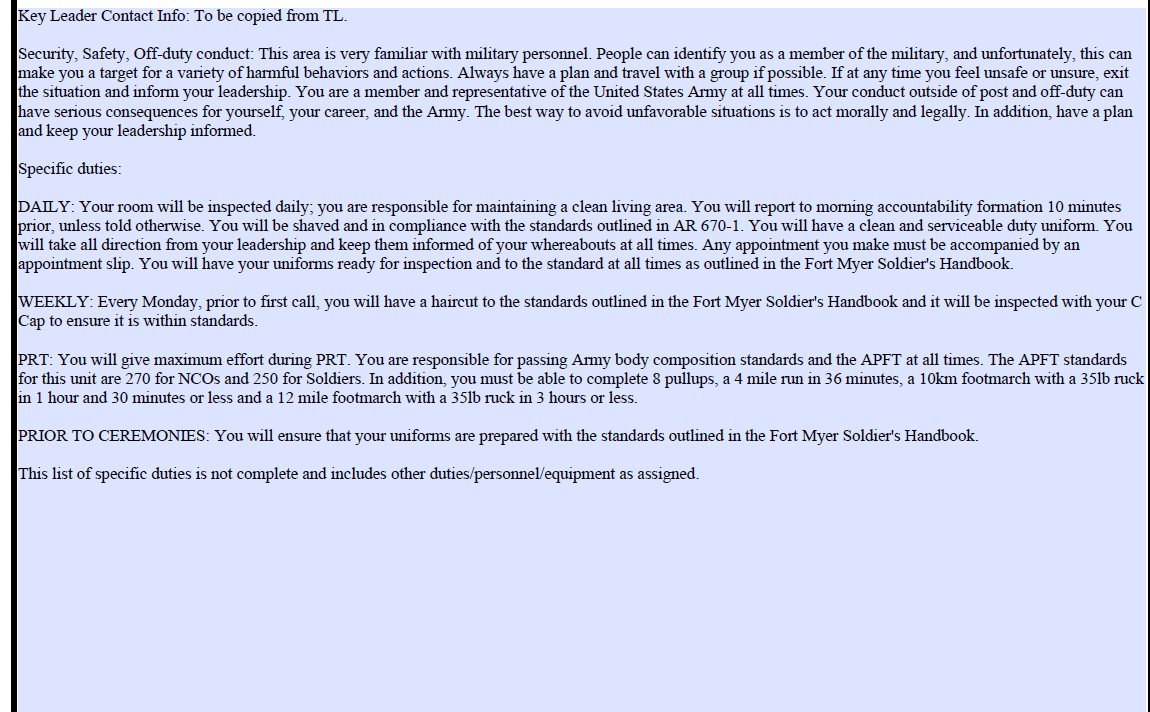 Sample Initial Counseling – Army Board Questions